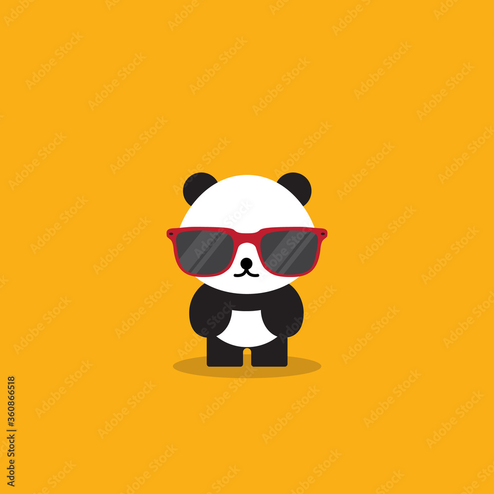 Cute panda character vector design. A flat design styled panda ...
