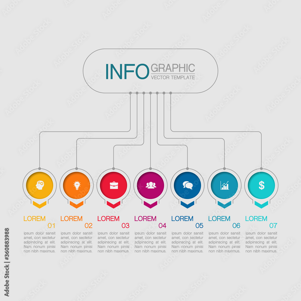 Vector infographic template with 7 steps or options. Data presentation ...