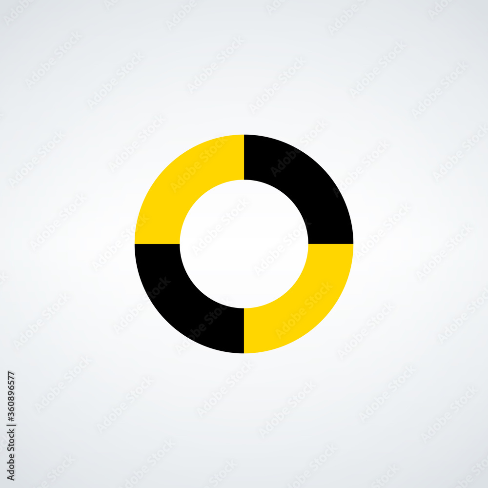 circle with yellow and black parts, vector safety stripe warning ...