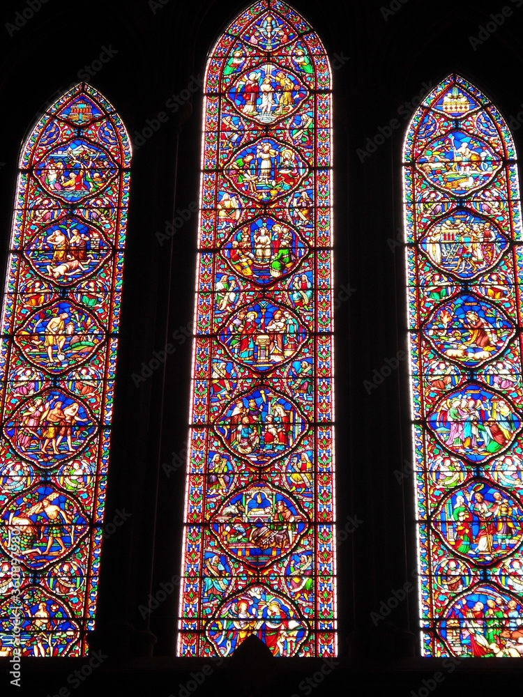 Stained glass window of the St. Patrick Cathedral, Dublin, Ireland ...