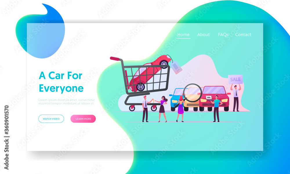 Characters on Car Market Landing Page Template. Choose and Buy ...