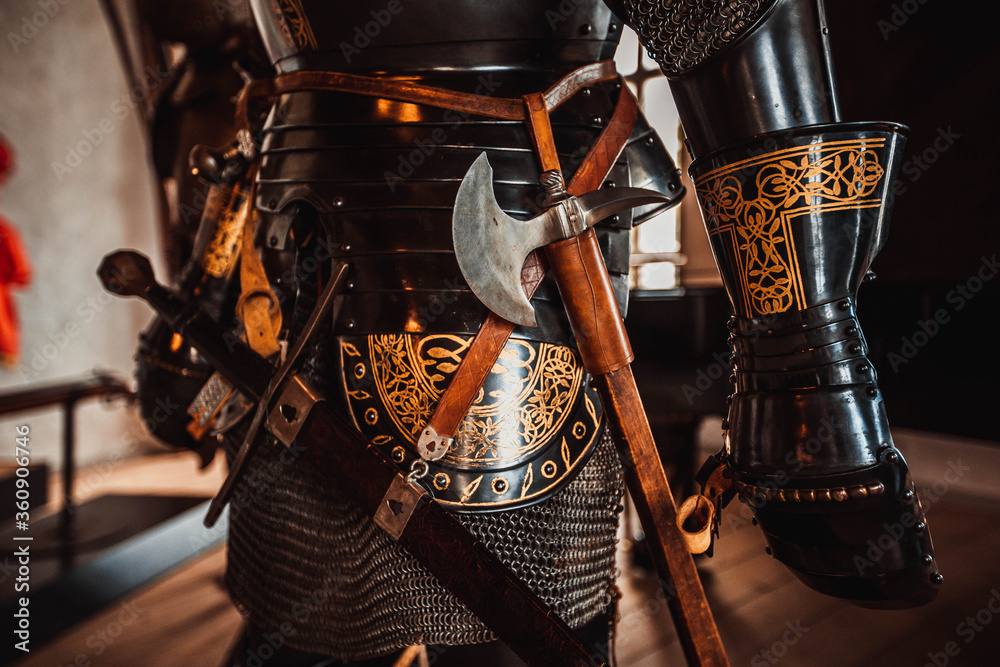 Ancient metal armor - iron detail. Stock Photo | Adobe Stock