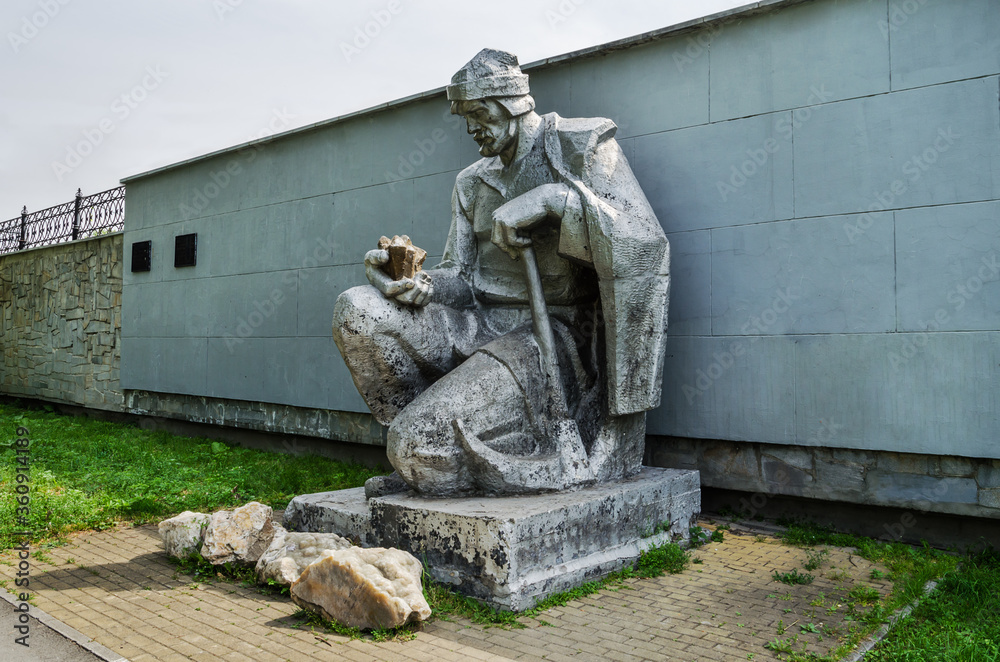 Monument to the discoverer of Russian gold Erofey Markov Stock Photo ...