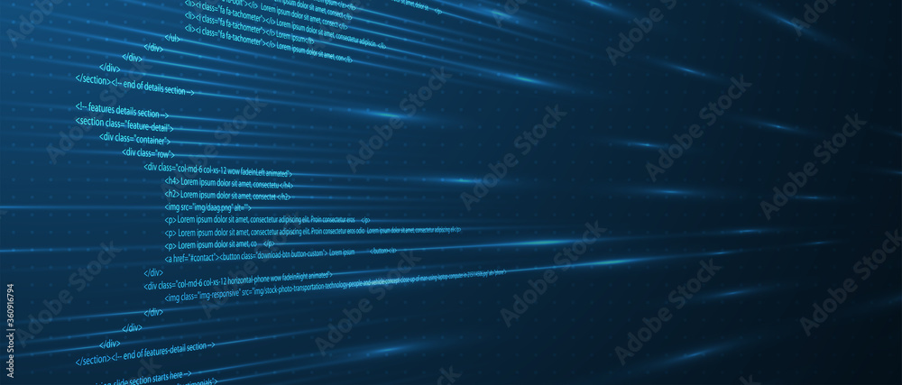 Software development abstract technology code and script background ...