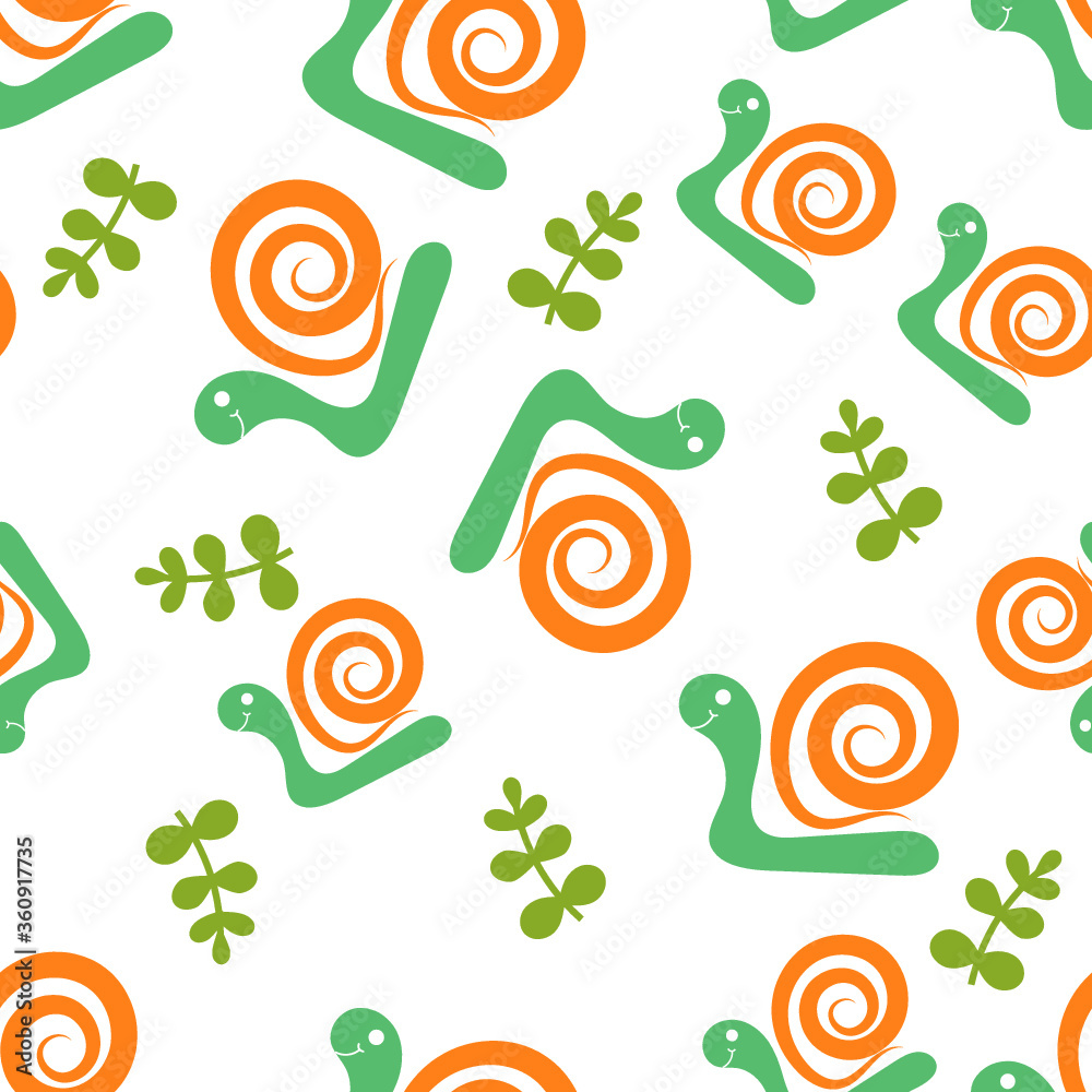 Baby seamless pattern. Snails on white background. Kids texture for ...