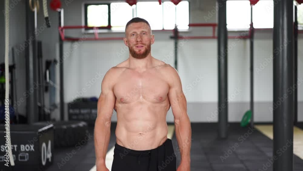 Athlete sportive man gym Middle adult handsome sportsman bodybuilder ...