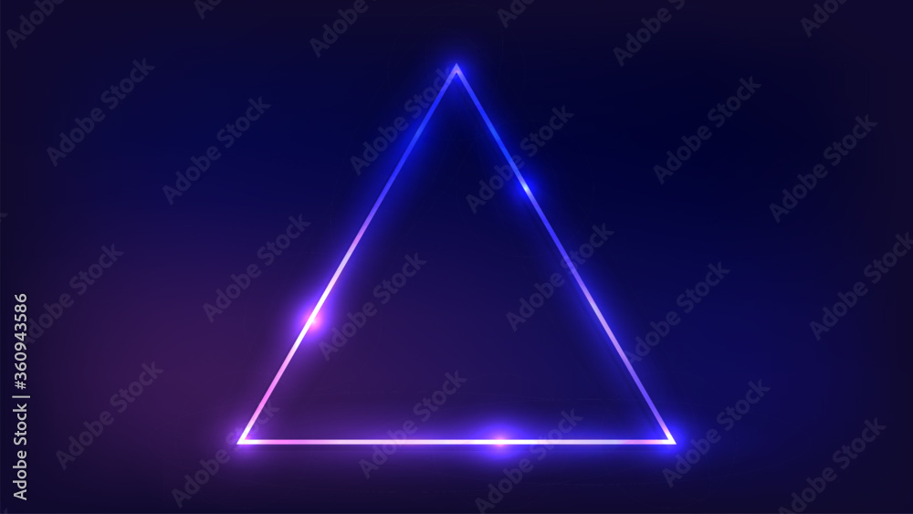 Neon triangle frame with shining effects Stock Vector | Adobe Stock