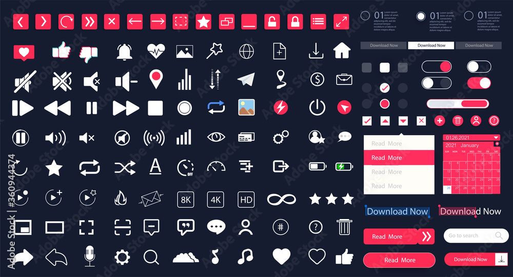 Icon set UI, UX kit for mobile applications and websites. Universal ...