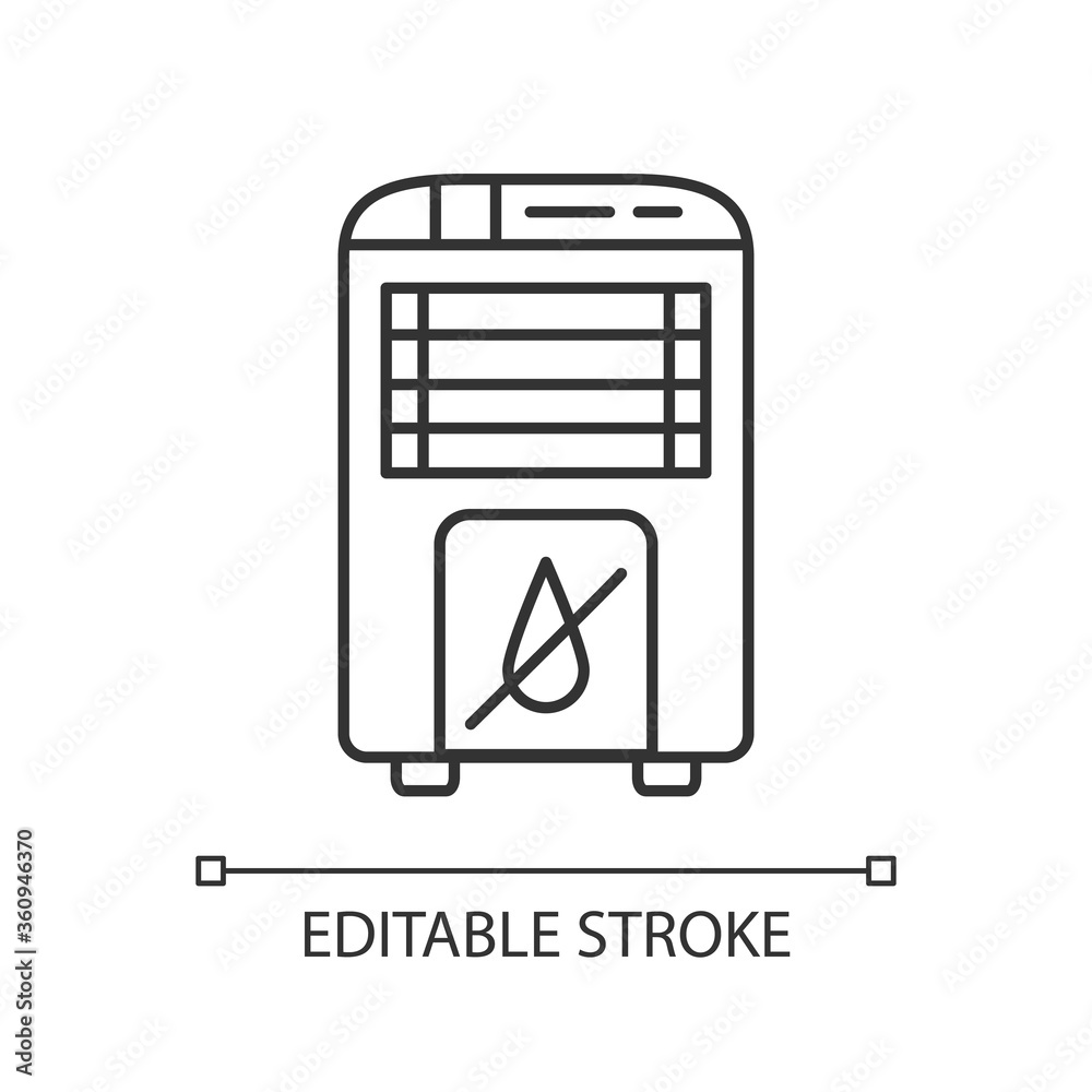 Dehumidifier linear icon. Domestic interior environment heating ...