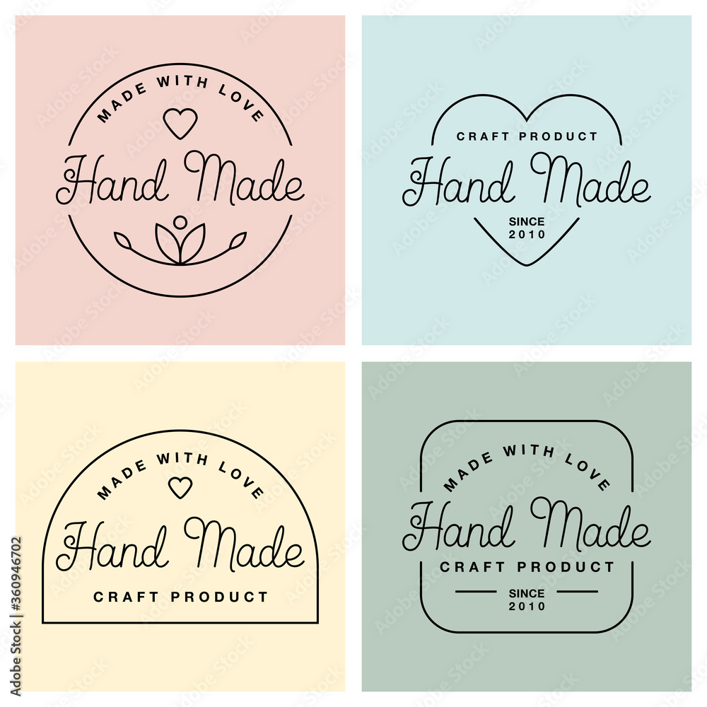Set labels or logos with lettering hand made. Vector flat illustrations ...