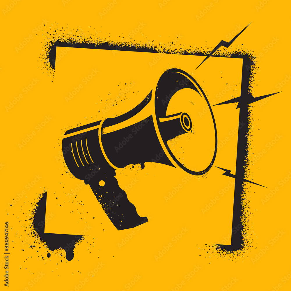 Megaphone in stencil style. Megaphone pictogram - symbol of protest ...