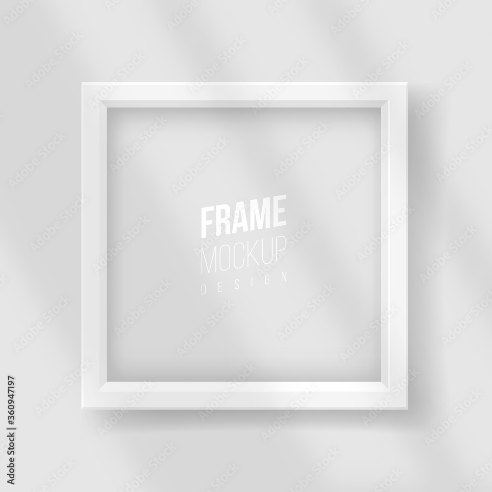 Vector realistic square empty picture frame with window shadow overlay ...