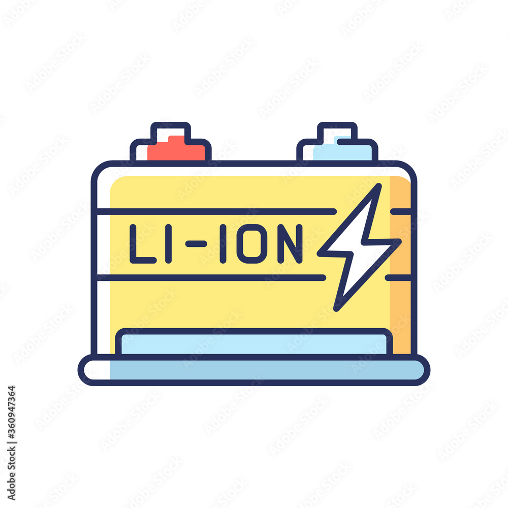 Lithium ion battery RGB color icon. Modern electric equipment. Electric ...