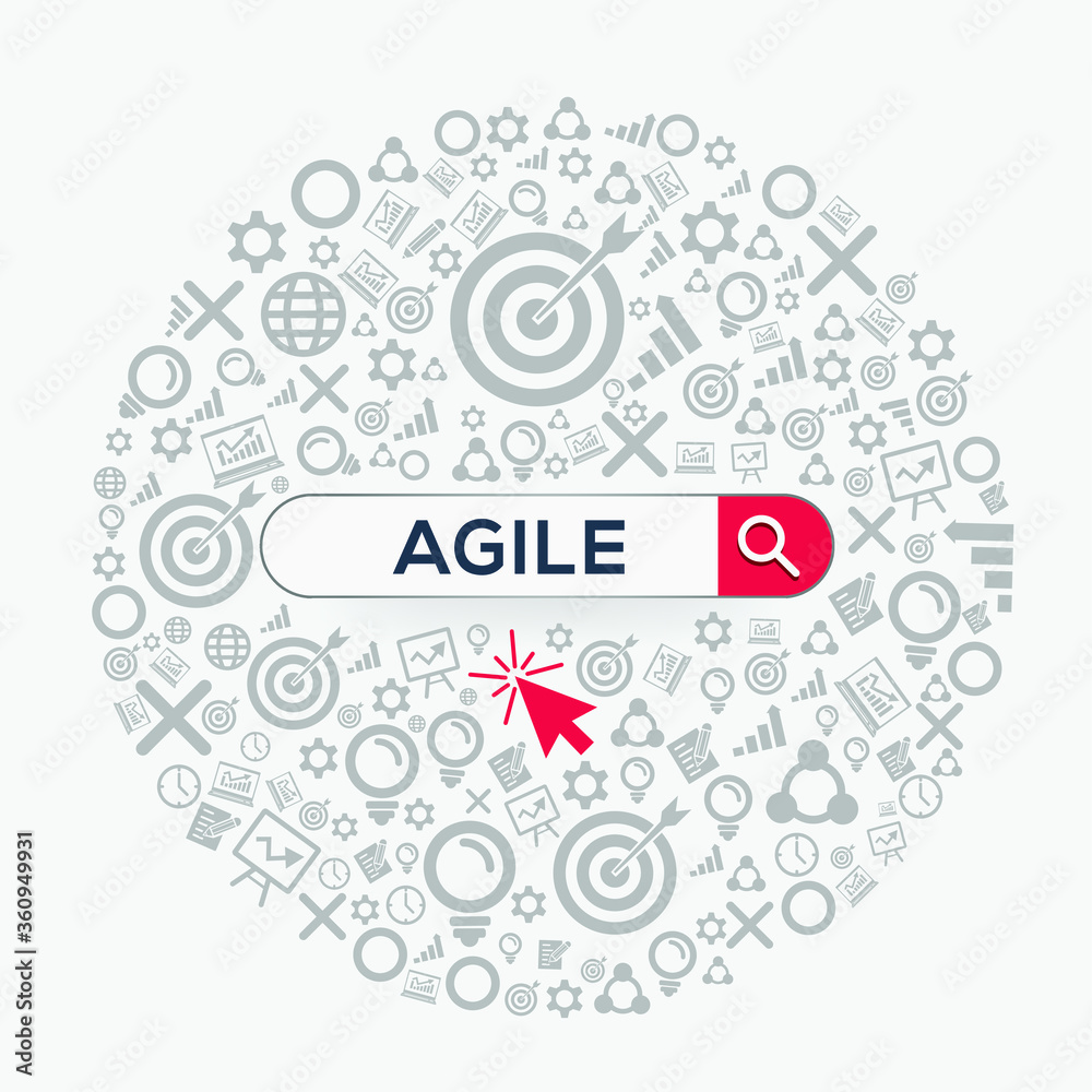 Agile mean (Agile development) Word written in search bar,Vector ...