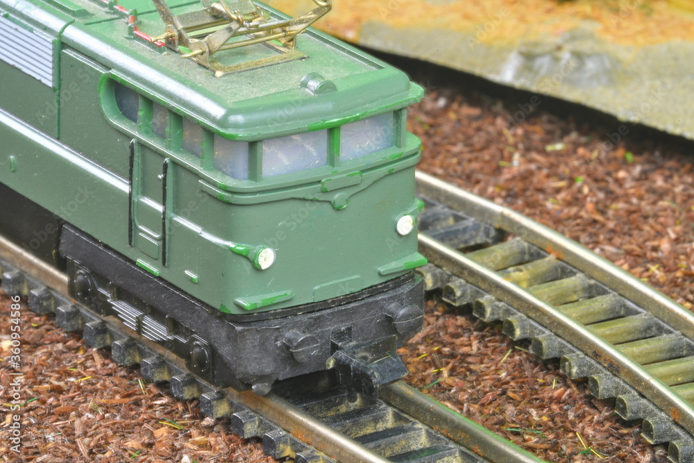 Perfect model of the electric locomotive. Train hobby model on the ...