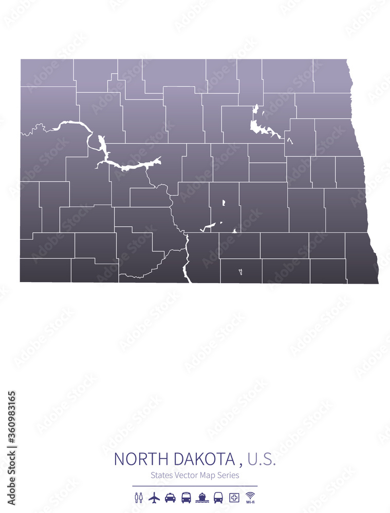 north dakota map. us states vector map series. united states map ...