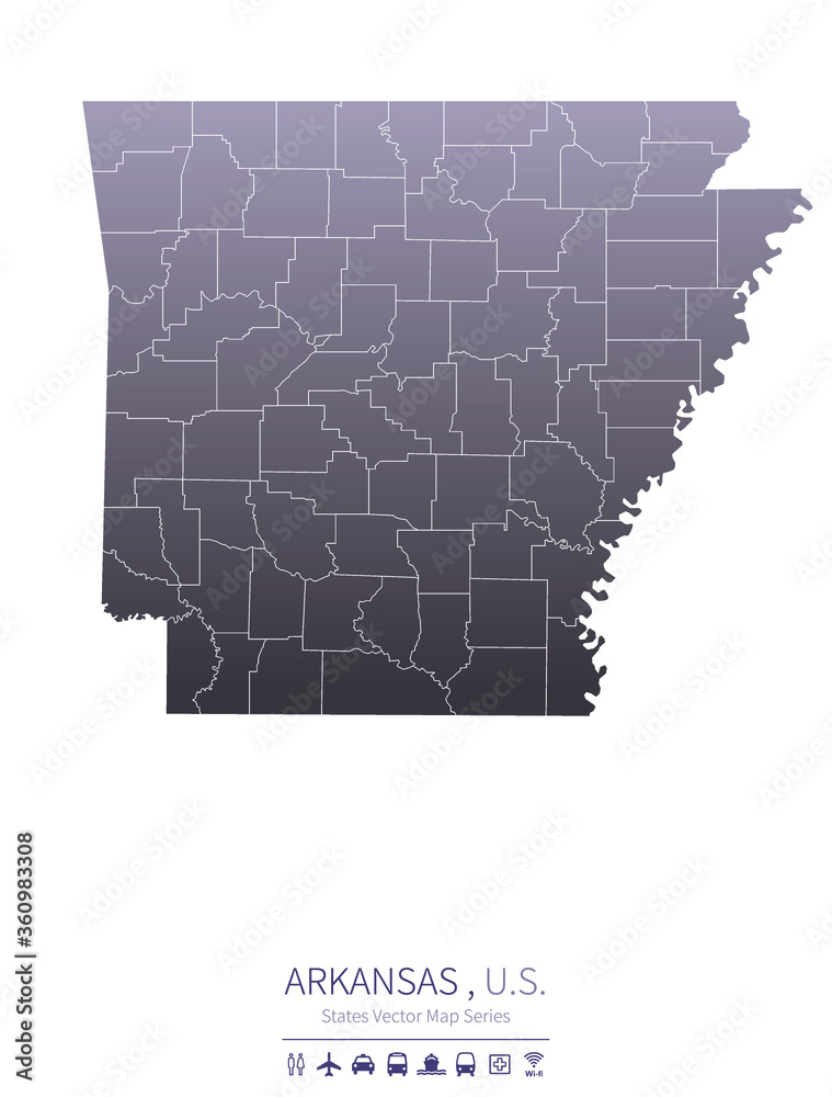 arkansas map. us states vector map series. united states map background ...