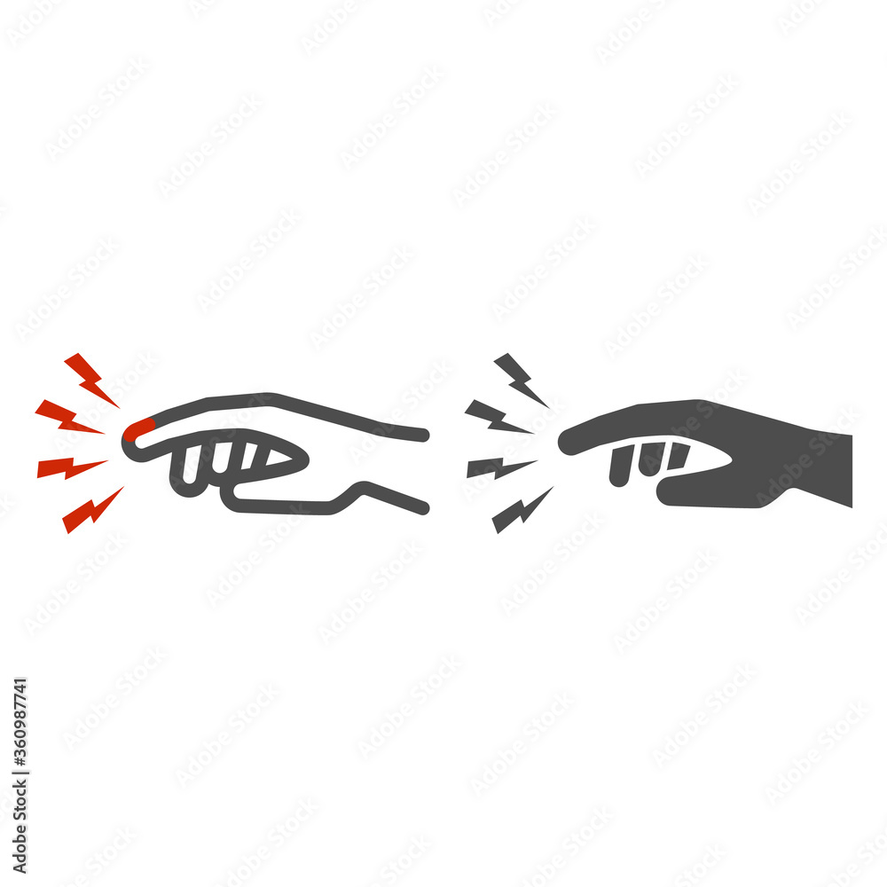 Finger pain line and solid icon, Body pain concept, Injured finger sign ...