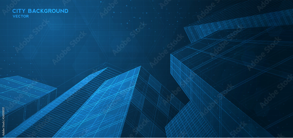 City background architectural with drawings of modern for use web ...