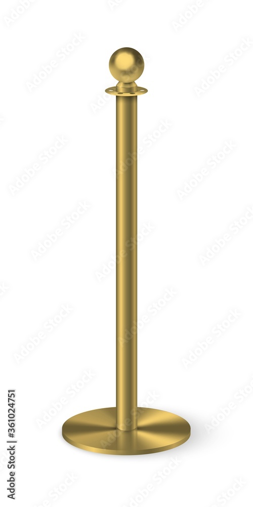 Realistic golden column with ball globe on top bolted on round base ...