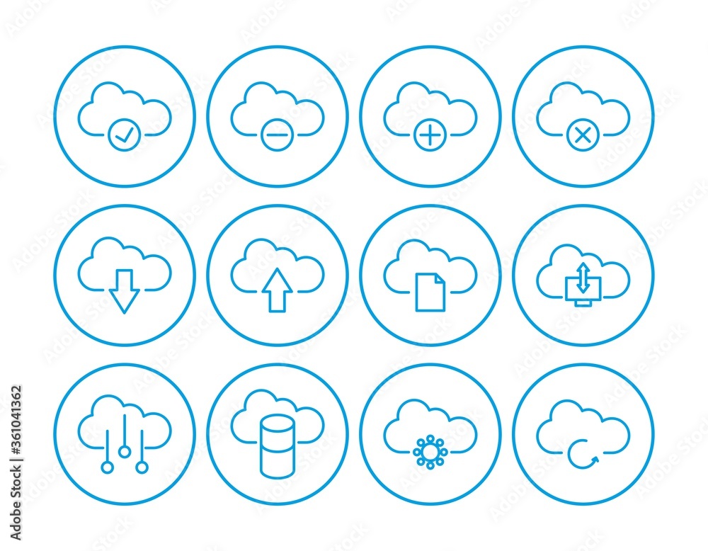 cloud computing icon set, each icon is a single object compound path ...