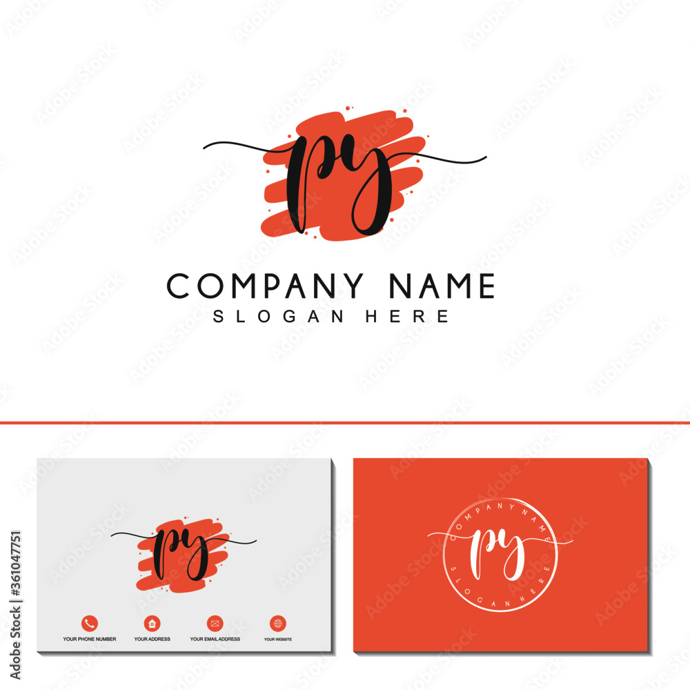 Initial PY feminine logo branding, handwriting logo of initial ...