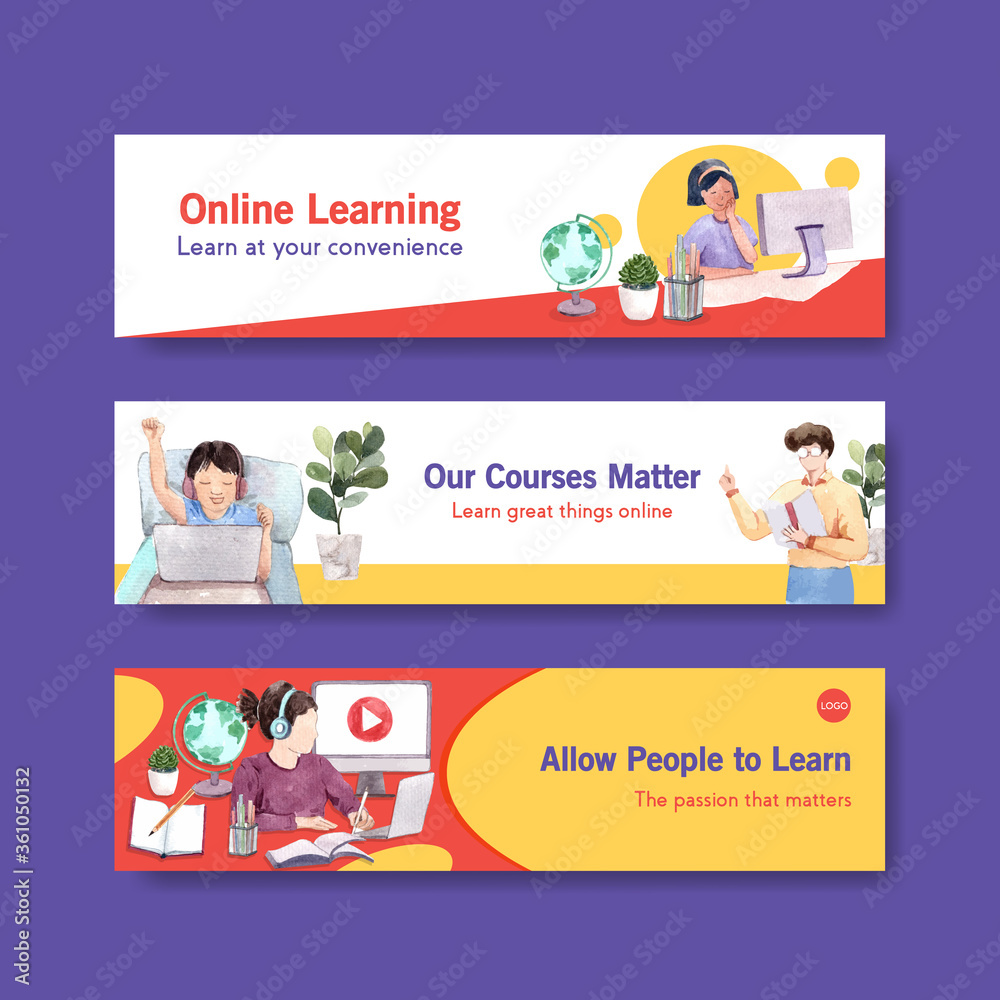 Online learning banner template design for website,brochure,leaflet and ...