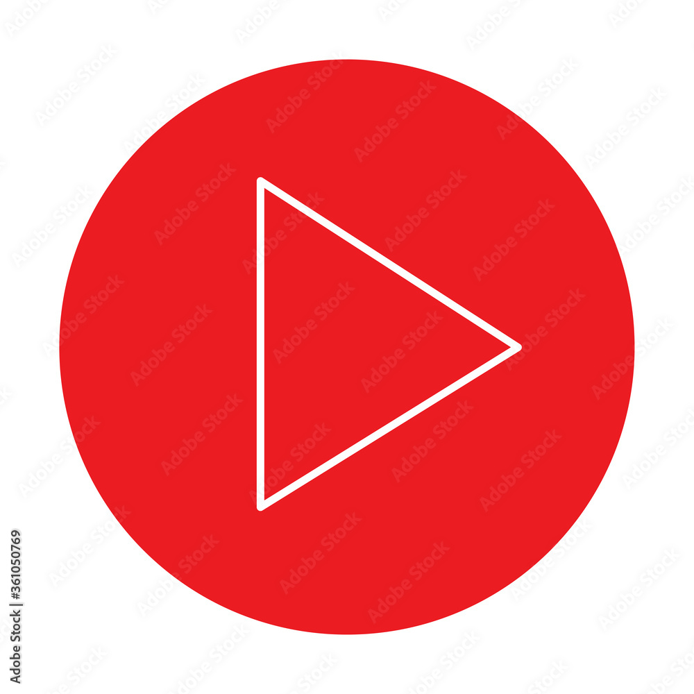 Red play button. Vector icon isolated on white background. Trendy ...
