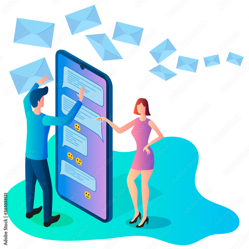 People send messages by email.Great design for any purpose.An isometric ...