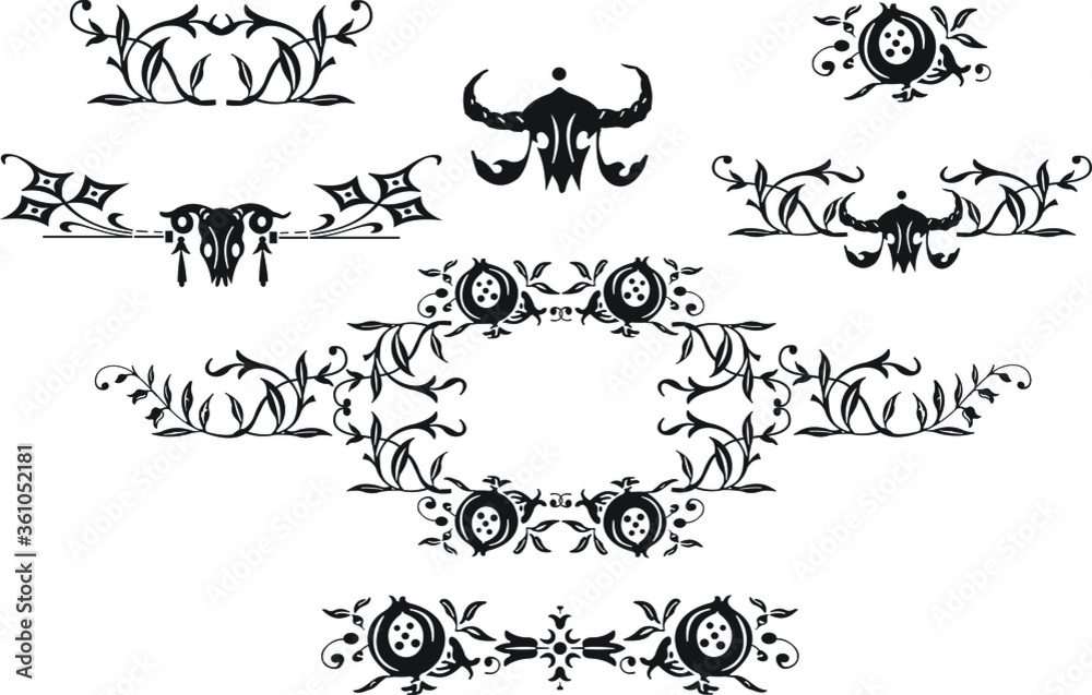 Gothic decorative ornaments, frames, dividers using elements from ...