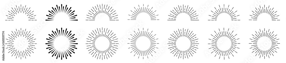 Sunburst set. Sunburst icon collection vector.Retro sunburst design.Big ...