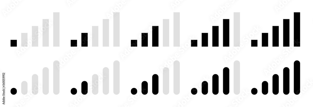 Connection icon set.Mobile phone bar icons.Signal strength Icon.Signal ...