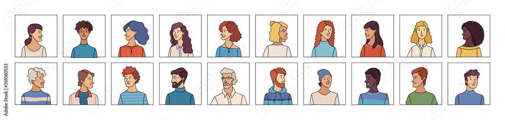 Cartoon people icons set Stock Vector | Adobe Stock