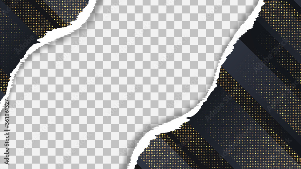 Gold glitter torn paper isolated on transparent background, realistic ...