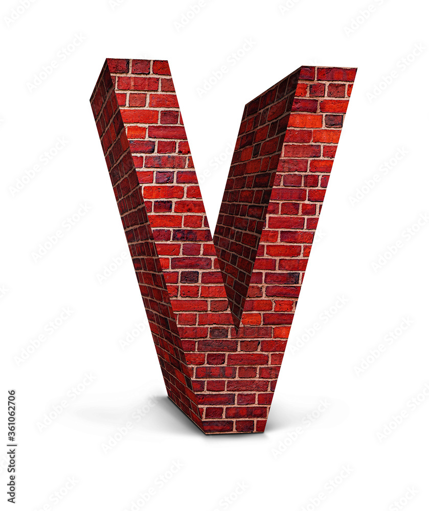 Alphabet Letter V of the alphabet with wall of bricks Stock Photo ...