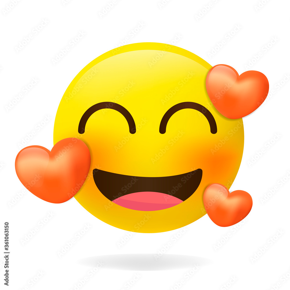 Emoticons. Emoji. Loving emoji - emoticon with red hearts. Feeling in ...