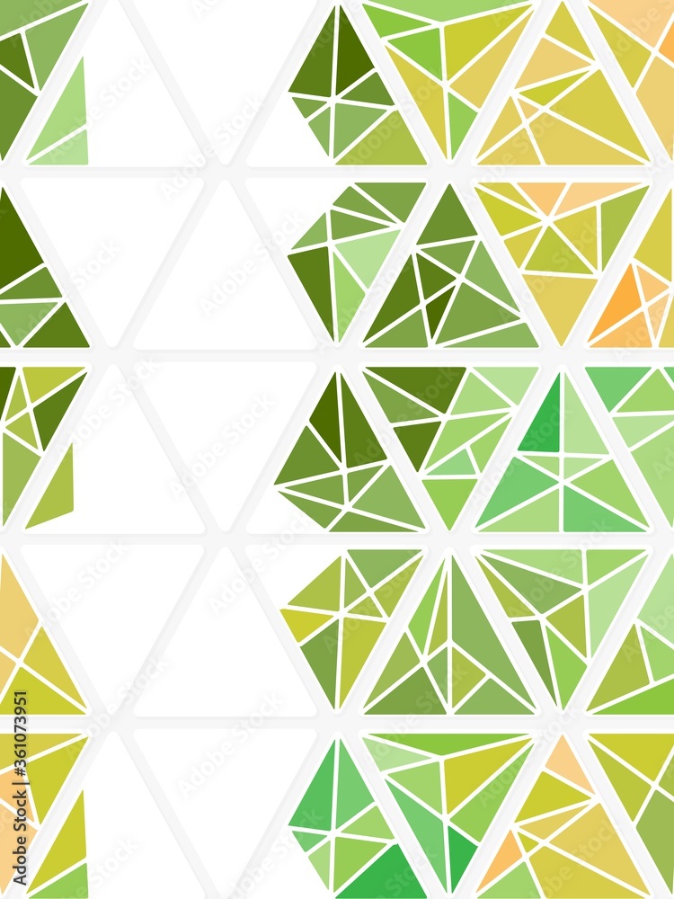 Abstract Green And Yellow Geometrical Triangle On White Background For Template Wallpaper