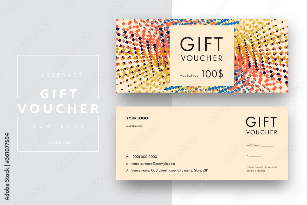 Abstract gift voucher card template. Modern discount coupon or ...