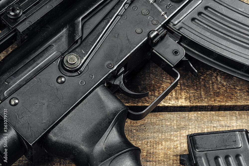 Russian automatic rifle Ak-47 close up, military weapon Stock Photo ...