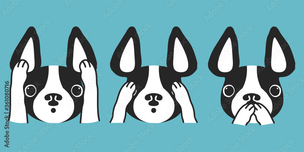 Three dogs vector character illustration. See no evil, hear no evil ...