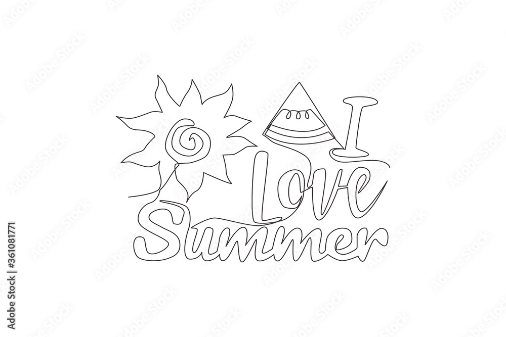 One single line drawing of cute cool travel holiday typography quote ...