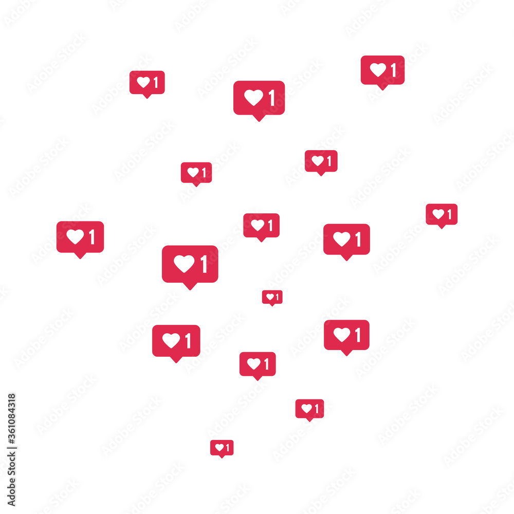 Social media elements composition. Counter notification border. Like ...