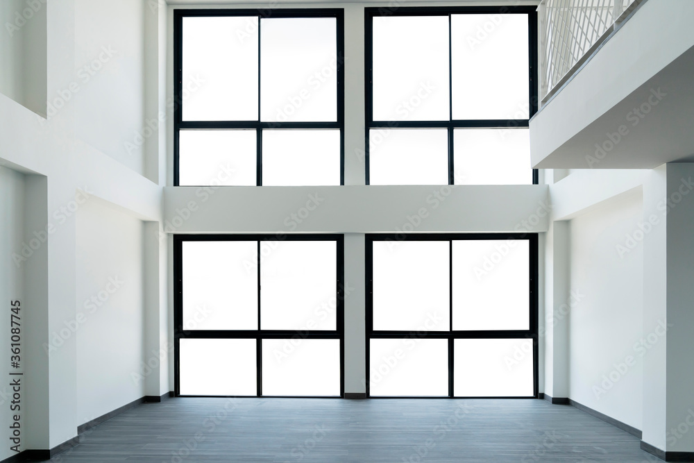 double space home office interior blank space no furniture with big ...