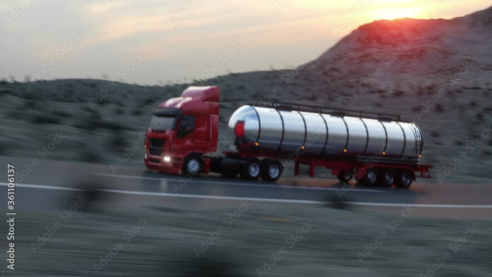 Vidéo Stock Gasoline tanker, Oil trailer, truck on highway. Very fast ...