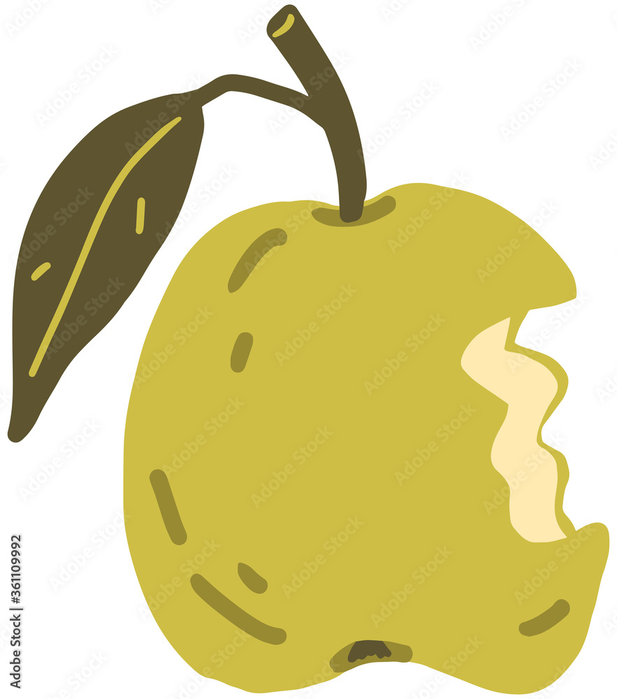 Bitten apple clipart set hand drawn childish flat style isolated on ...