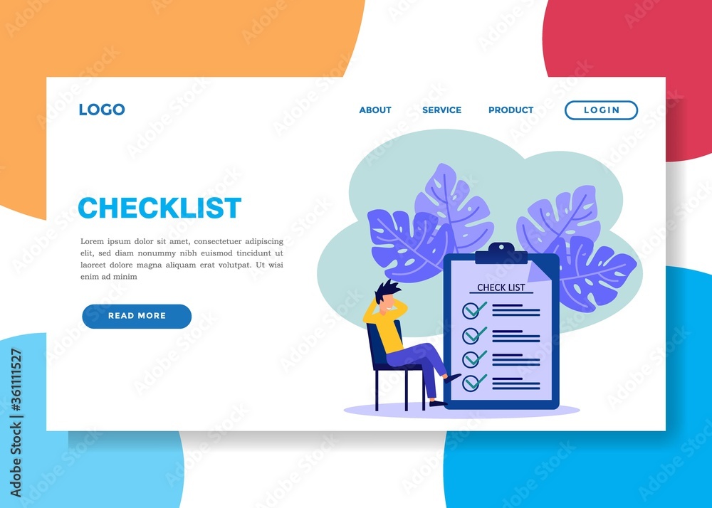 A positive businessman points in the direction marked by a checklist on ...