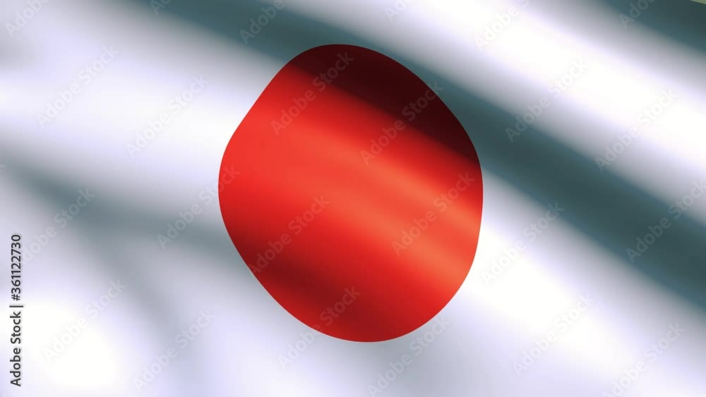 3d Japan flag waving in the wind. Realistic flag background. Looped ...
