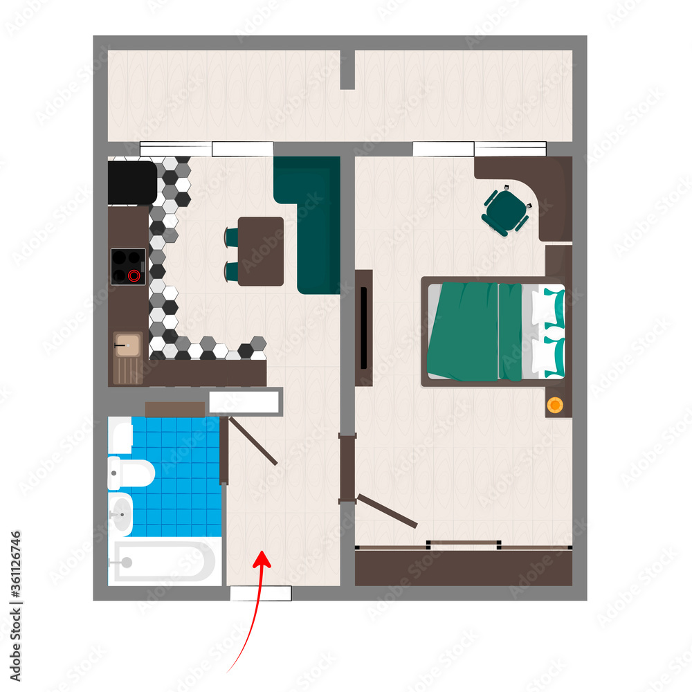 Drawing layout apartment plan with the arrangement of furniture. Stock ...