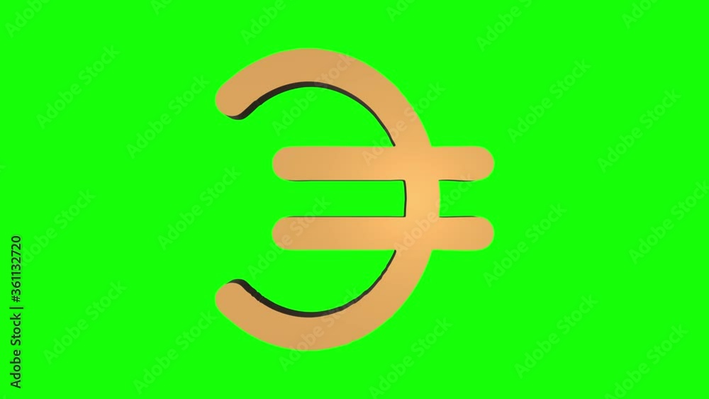 Seamless Looping Animation of 3D Gold European Euro Symbol Currency ...