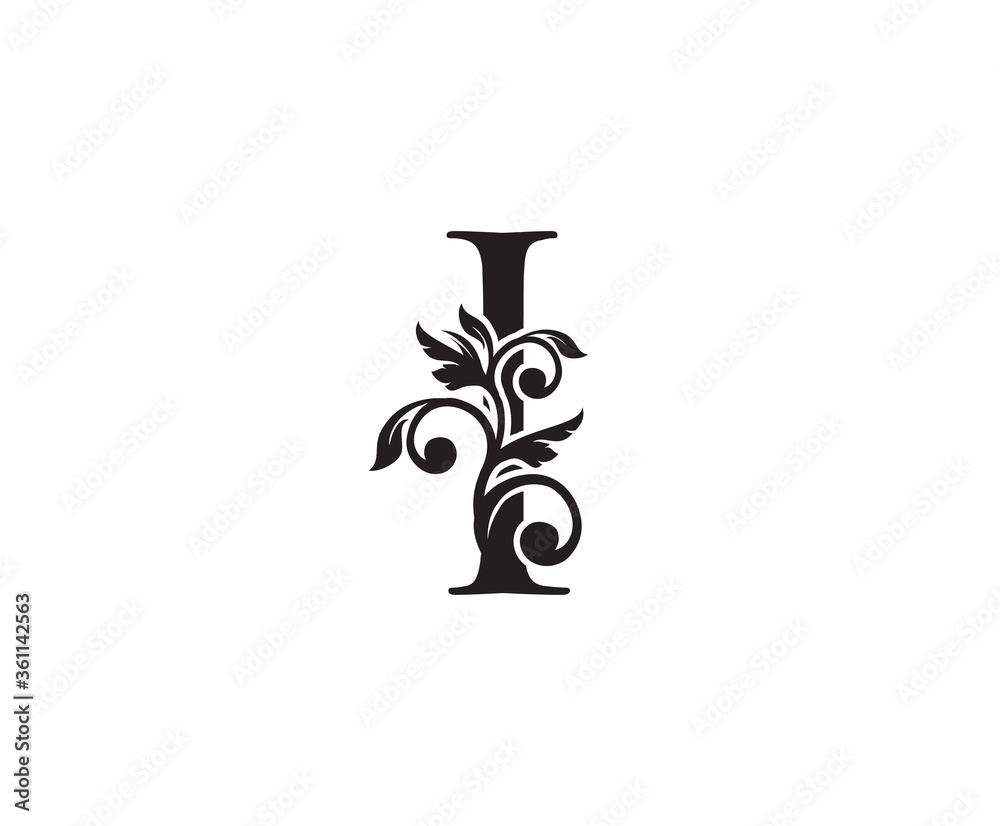 Vintage Letter I Logo. Classic I Letter Design Vector with Black Color ...